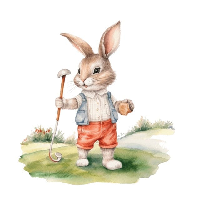 Bunny Rabbit Playing Golf Father's Day Watercolor Clip Art - Etsy
