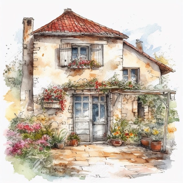 French Flower Farm Watercolor Clipart 8 High Quality JPG - Etsy