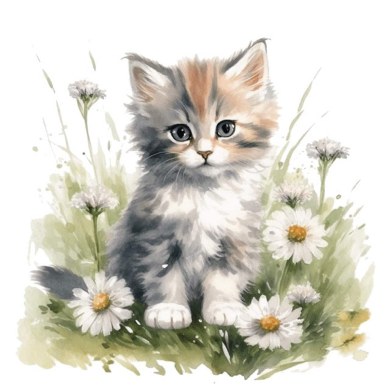 Kitten Cat Kitty Watercolor Clip Art 4 High Quality PNG Format Instant ...