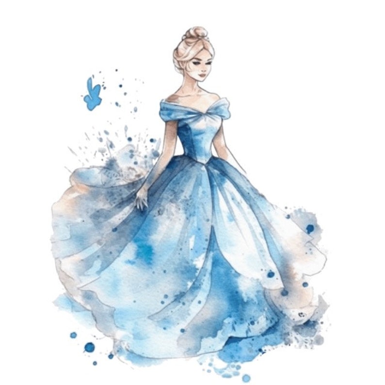 Cinderella Watercolor Clip Art 4 High Quality PNG Format Instant ...