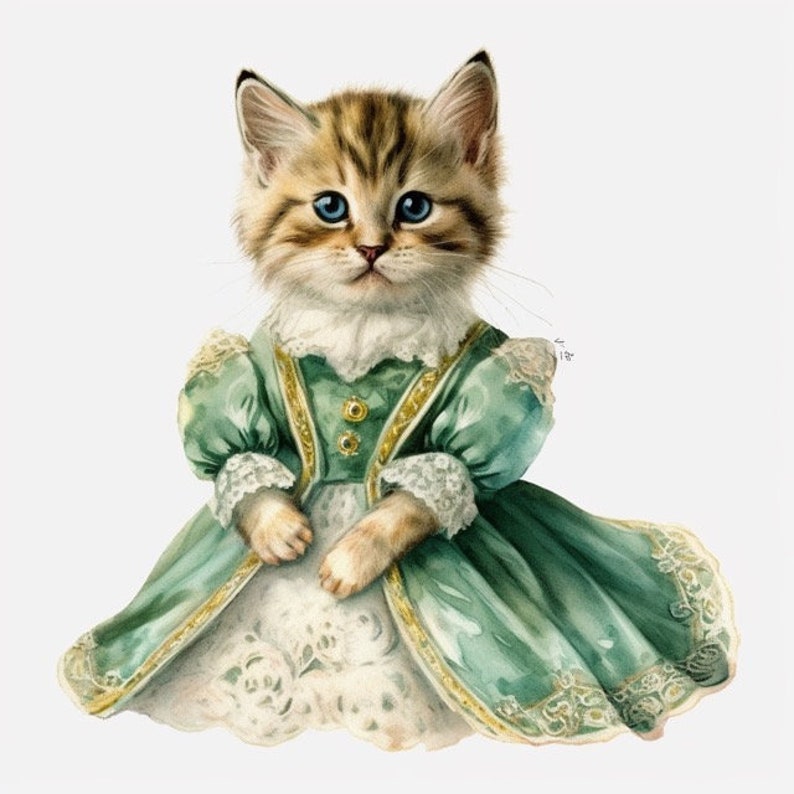 Baroque Kitten Cat Kitty Clipart 8 High Quality JPG Digital - Etsy