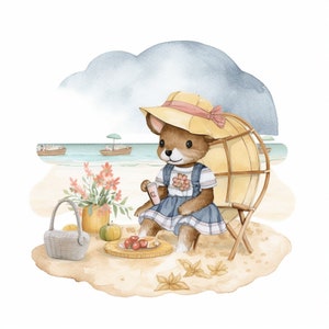 Cute Mouse on the Beach Clipart 8 High Quality JPG, Digital Download ...
