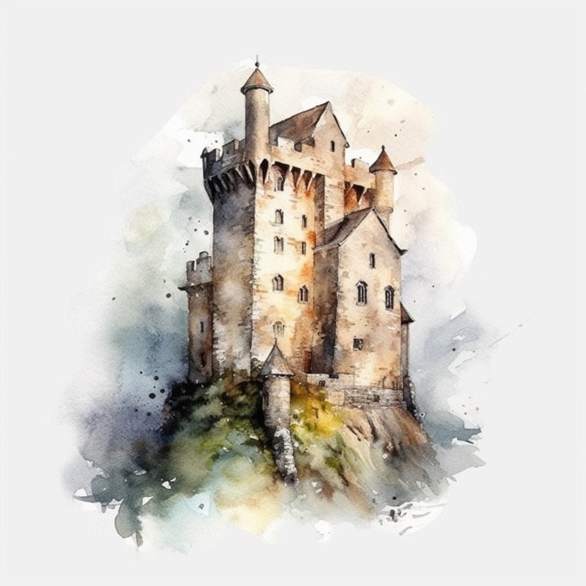 Watercolor Irish Castles Clipart 8 High Quality JPG Watercolor - Etsy