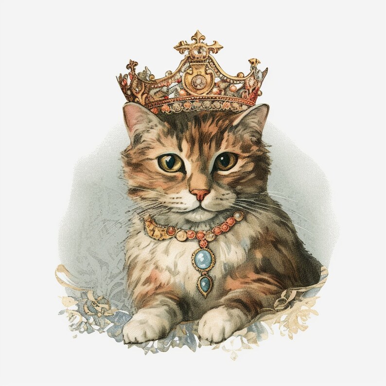 Victorian Cat Clipart 8 High Quality JPG Watercolor Art - Etsy