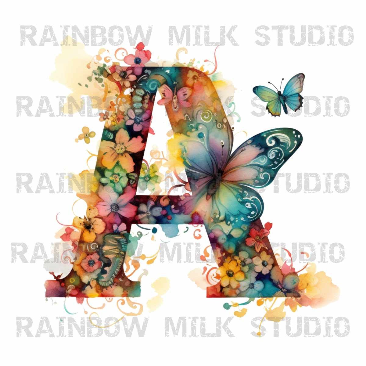 Butterfly Alphabet Letter A Initial Wall Decor Downloadable Fonts for ...