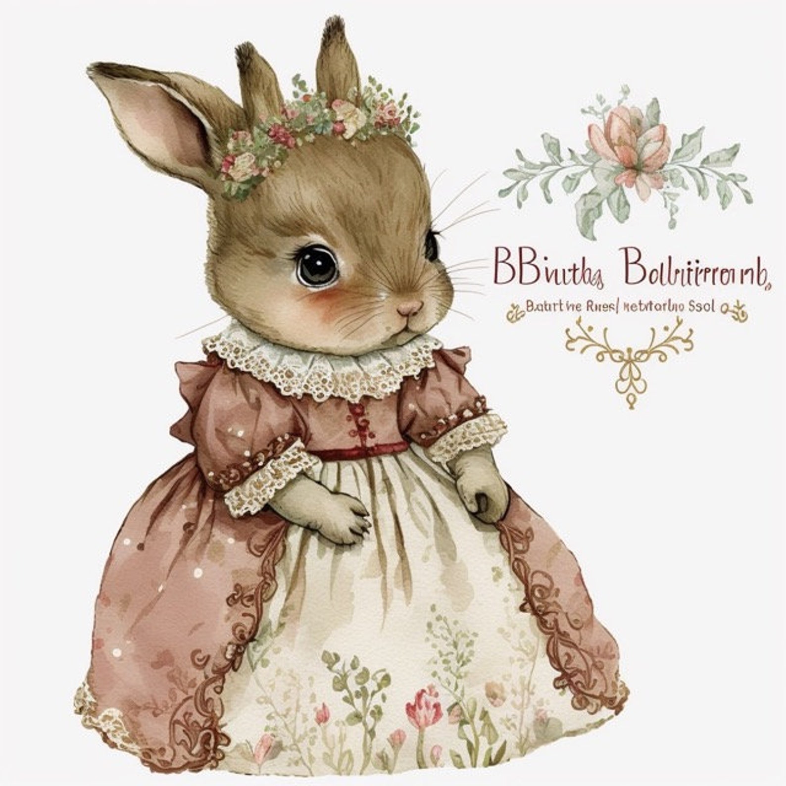 Tudor Bunny Rabbit Clipart 8 High Quality JPG Watercolor - Etsy
