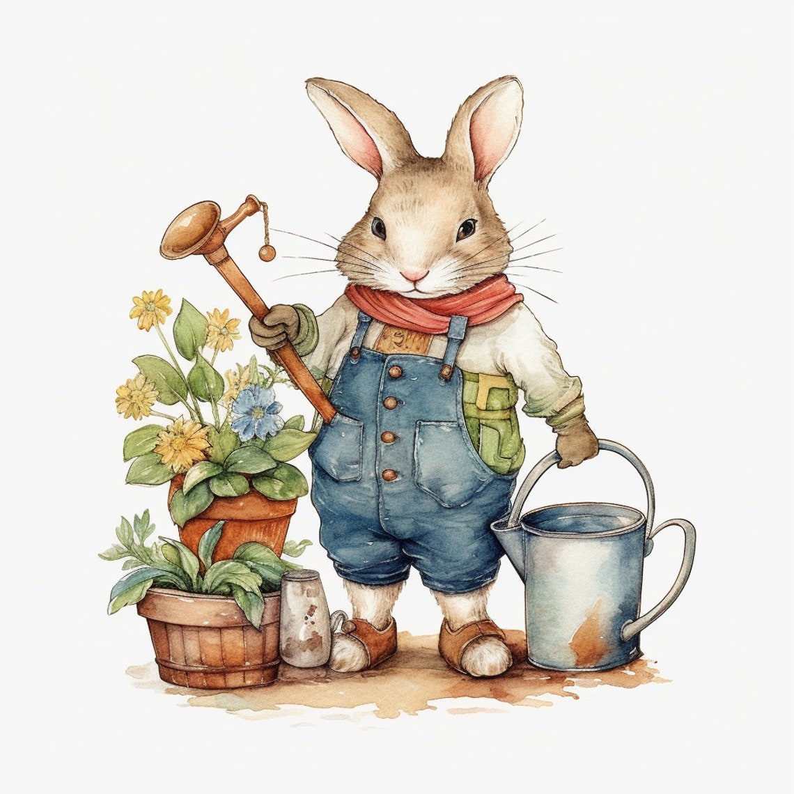 Bunny Rabbit Clipart 8 High Quality JPG Watercolor Art Digital Download ...