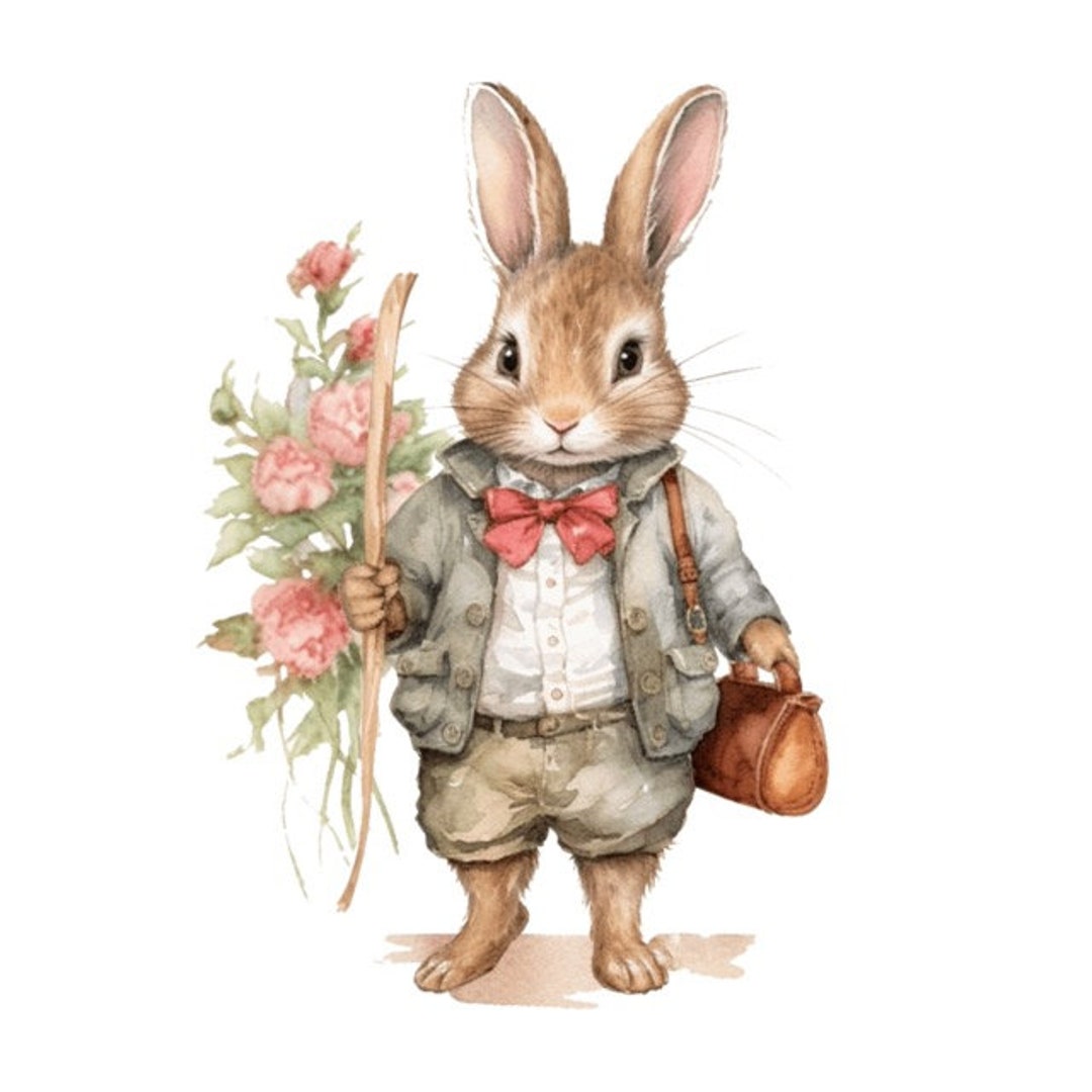 Bunny Rabbit Clipart Sublimation Graphics Watercolor Clip Art 4 High ...