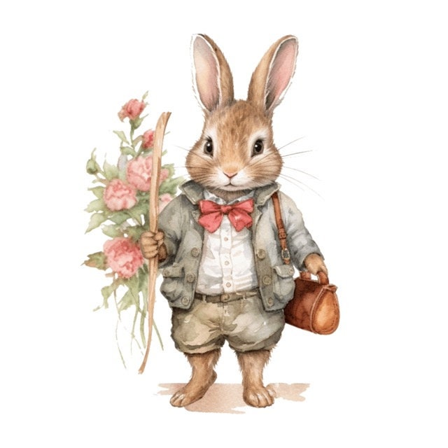 Bunny Rabbit Clipart Sublimation Graphics Watercolor Clip Art 4 High ...