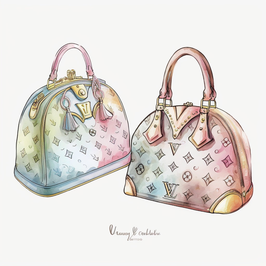 Luxury Purses Clipart 8 High Quality JPG Watercolor Art - Etsy
