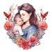 Mother's Day Heart Floral Flowers Watercolor Clip Art 4 High Quality ...