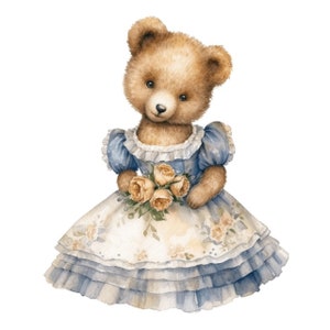 Teddy Bear Vintage Watercolor Clip Art 4 PNG Card Making Paper Crafts ...