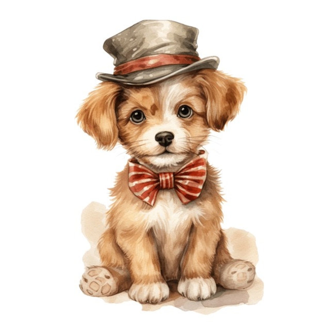 Vintage Puppy Dog Sublimation Graphics Watercolor Clip Art 4 PNG ...