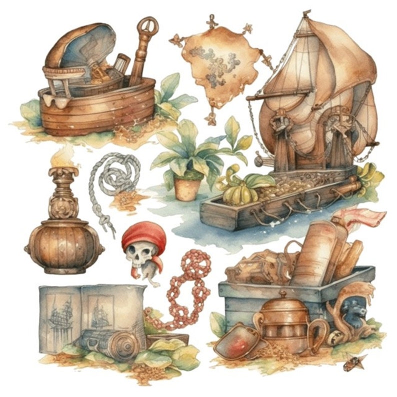 Pirate Treasures Clipart Clip Art 4 High Quality PNG Format - Etsy