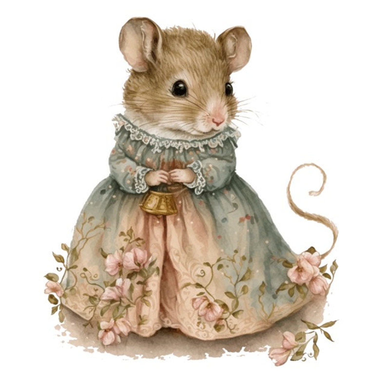 Baroque Mouse Watercolor Clip Art 4 PNG Mix Media Card Making ...