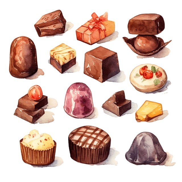 Chocolate Desserts Clipart 4 High Quality PNG Watercolor Transparent ...