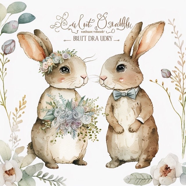 Bunny Rabbit Groom and Bride Wedding Clipart 8 High Quality JPG ...