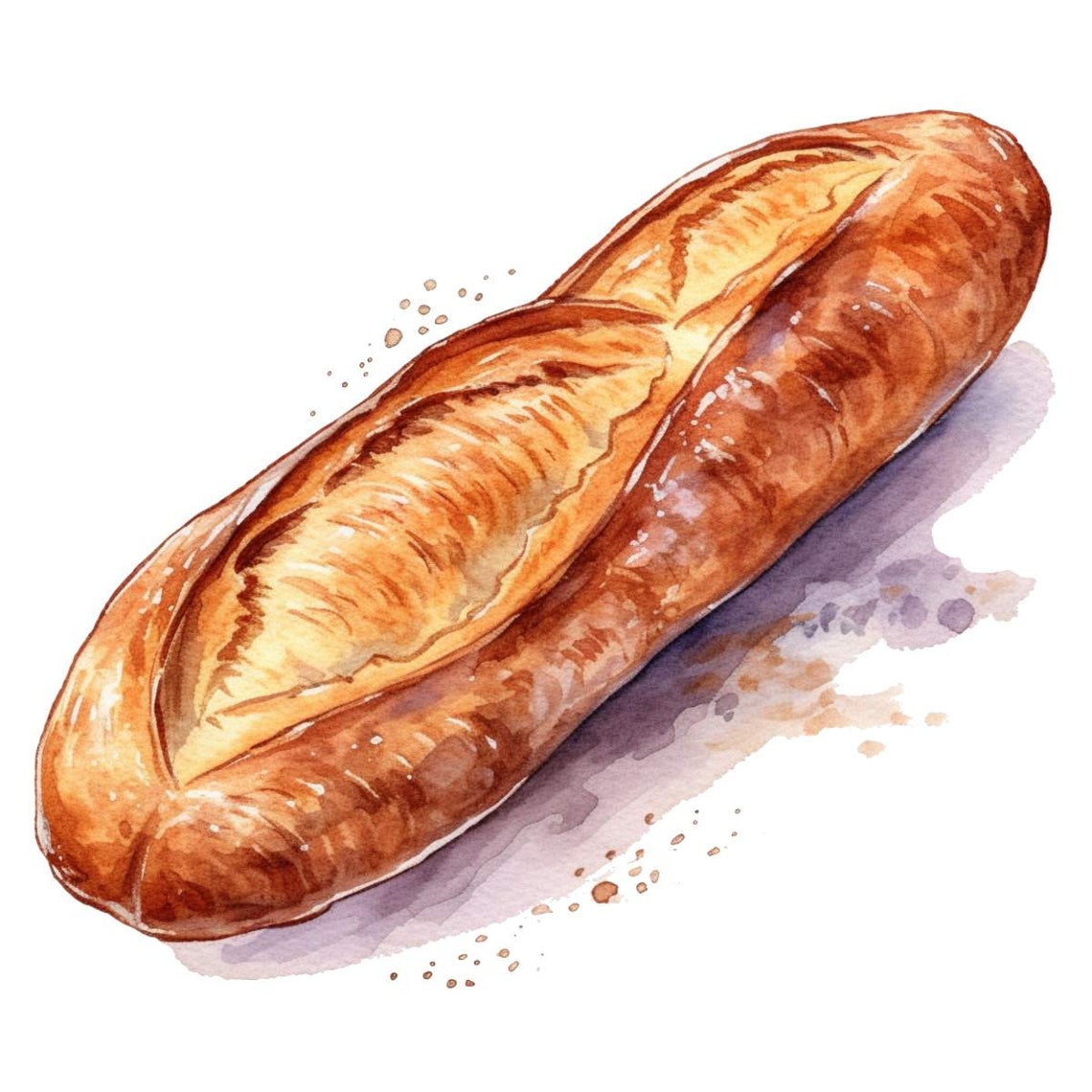 French Baquette Bread Watercolor Clip Art 4 High Quality PNG - Etsy