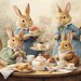 Bunny Rabbit Tea Time Watercolor Clip Art Sublimation Graphics 4 JPG ...