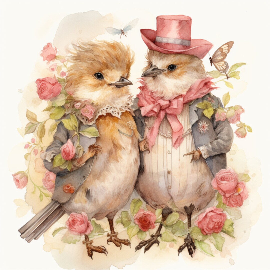 Valentines Day Birds Clip Art Sublimation Graphics 4 JPG Files Mix ...