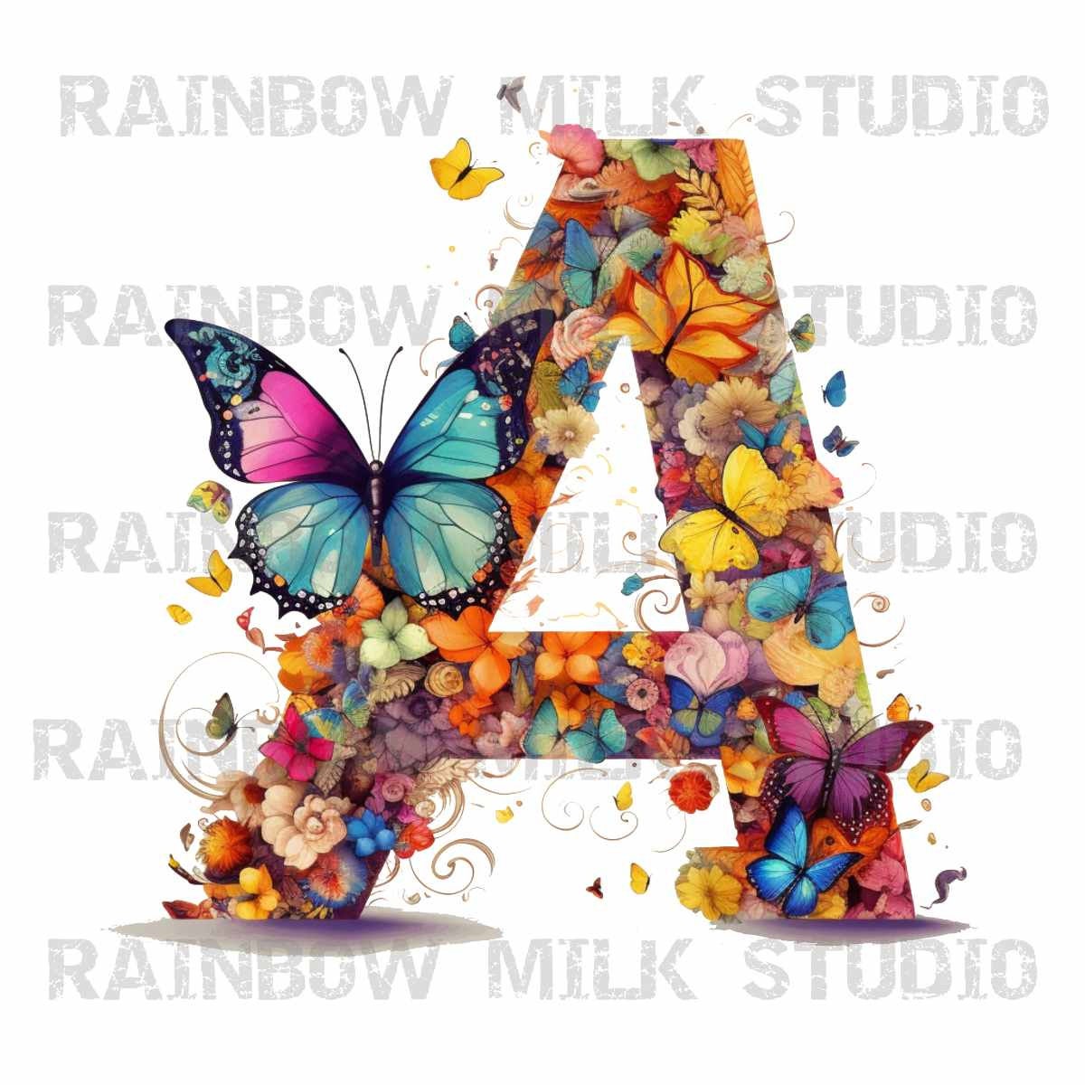 Butterfly Alphabet Letter A Initial Wall Decor Downloadable Fonts for ...