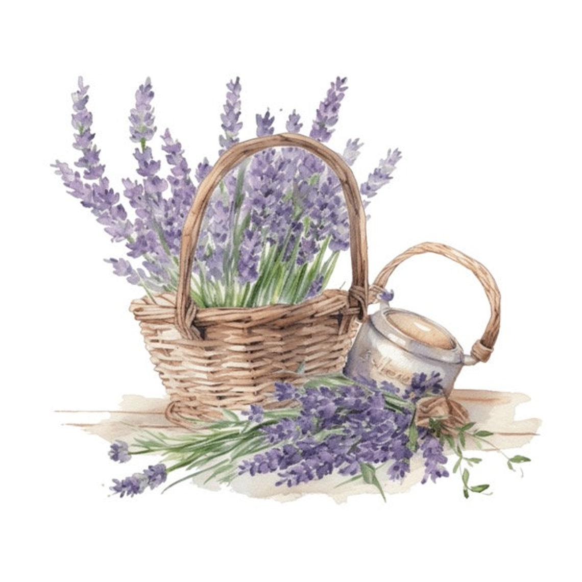 Lavender Flower Floral Watercolor Clip Art Sublimation Graphics 4 PNG ...