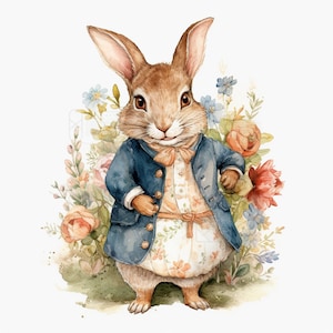 Bunny Rabbit Clipart 8 High Quality JPG Watercolor Art Digital Download ...