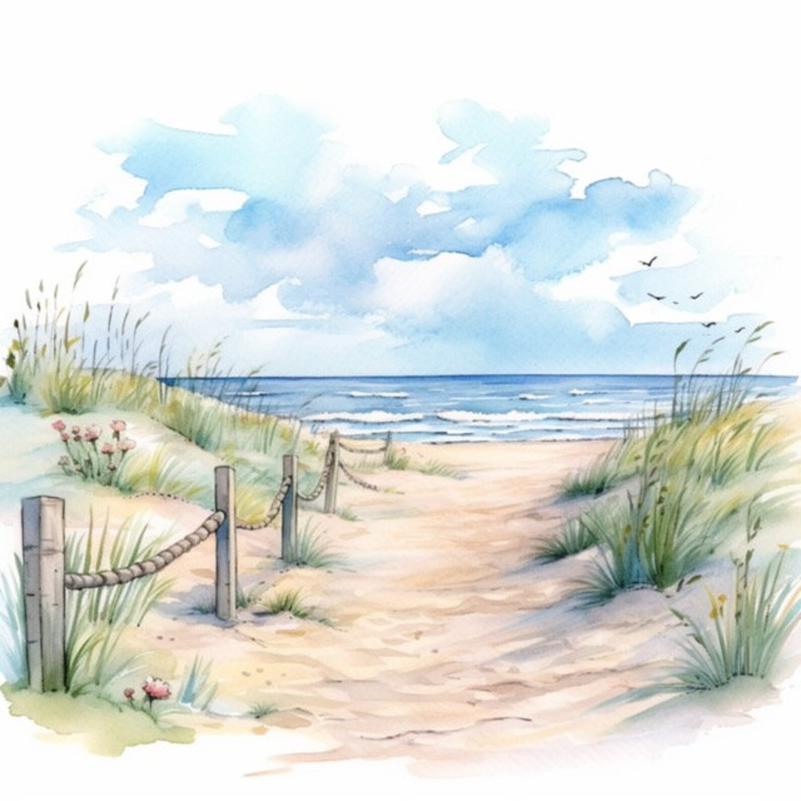 Coastal Beach Watercolor Clip Art 4 PNG Collage Junk Journal ...