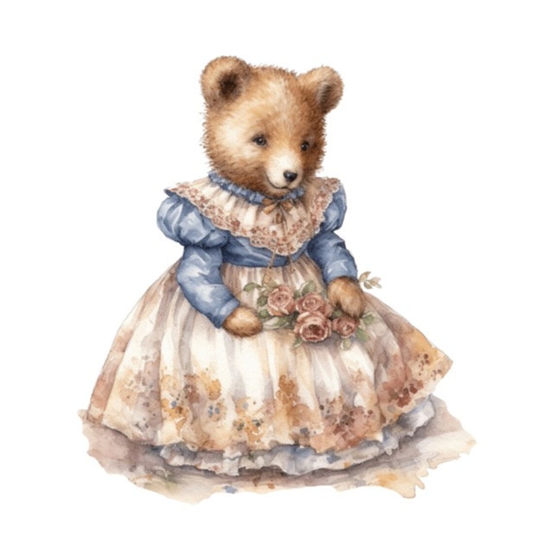 Teddy Bear Vintage Watercolor Clip Art 4 PNG Card Making Paper - Etsy