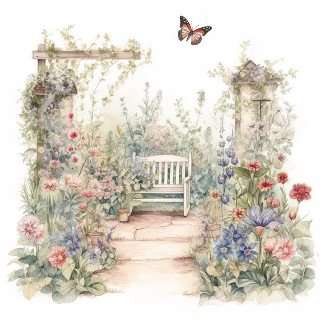 Magical Butterfly Garden 8 High Quality Jpg Watercolor Digital Etsy