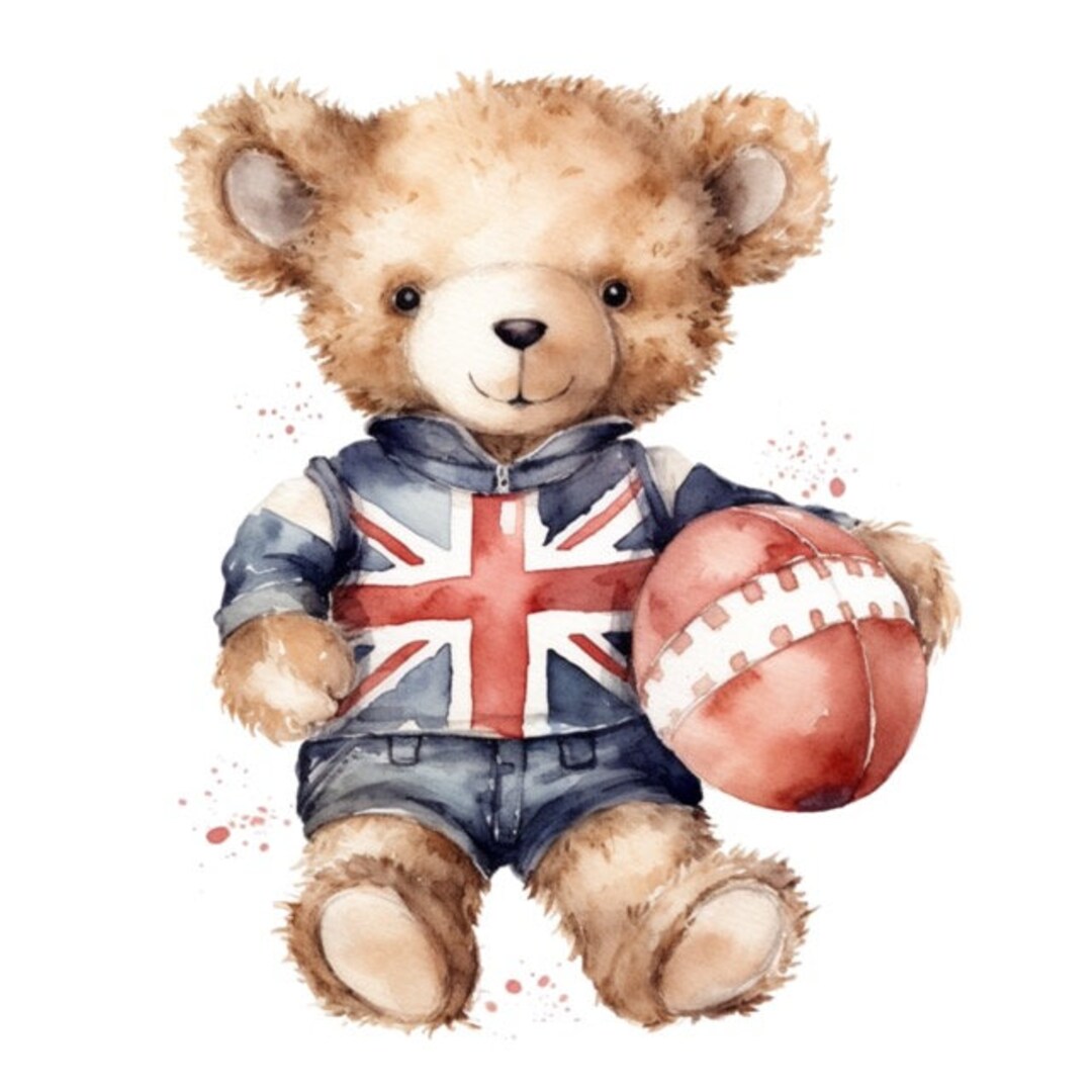Teddy Bear Playing Rugby Watercolor Clipart Clip Art 8 PNG Format ...
