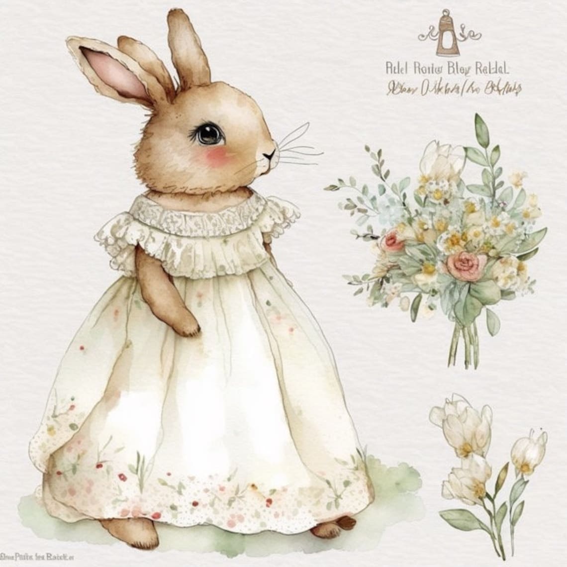 Bunny Rabbit Bride Wedding Clipart 8 High Quality JPG Digital - Etsy