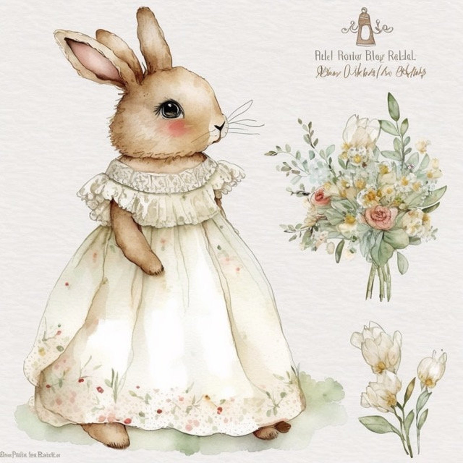 Bunny Rabbit Bride Wedding Clipart 8 High Quality JPG Digital - Etsy