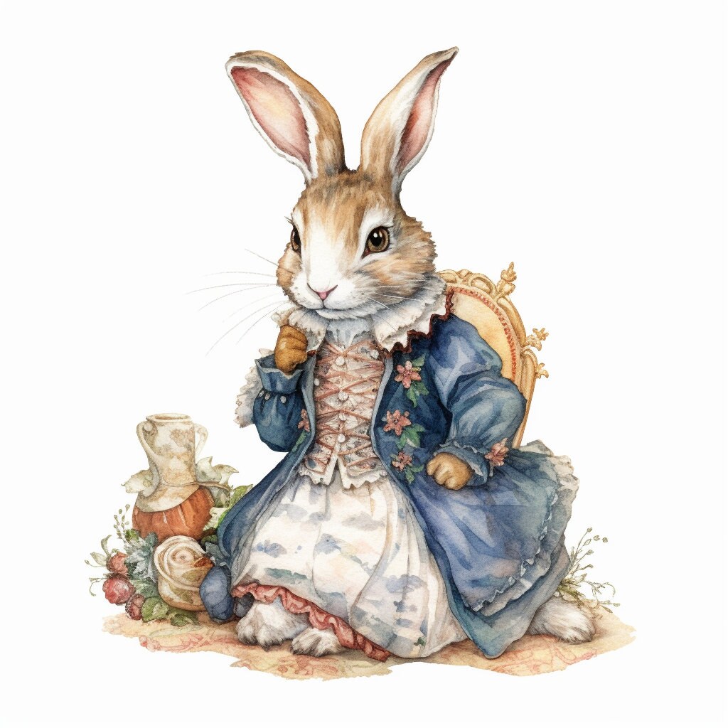 Bunny Rabbit Clipart 8 High Quality JPG Watercolor Art Digital - Etsy