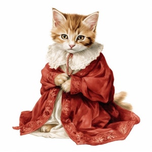 Elizabethan Kitty Cat Kitten Watercolor Clipart 8 High Quality JPG ...