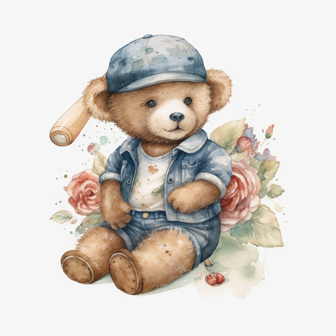 Teddy Bear Playing Baseball Clipart 8 High Quality JPG - Etsy