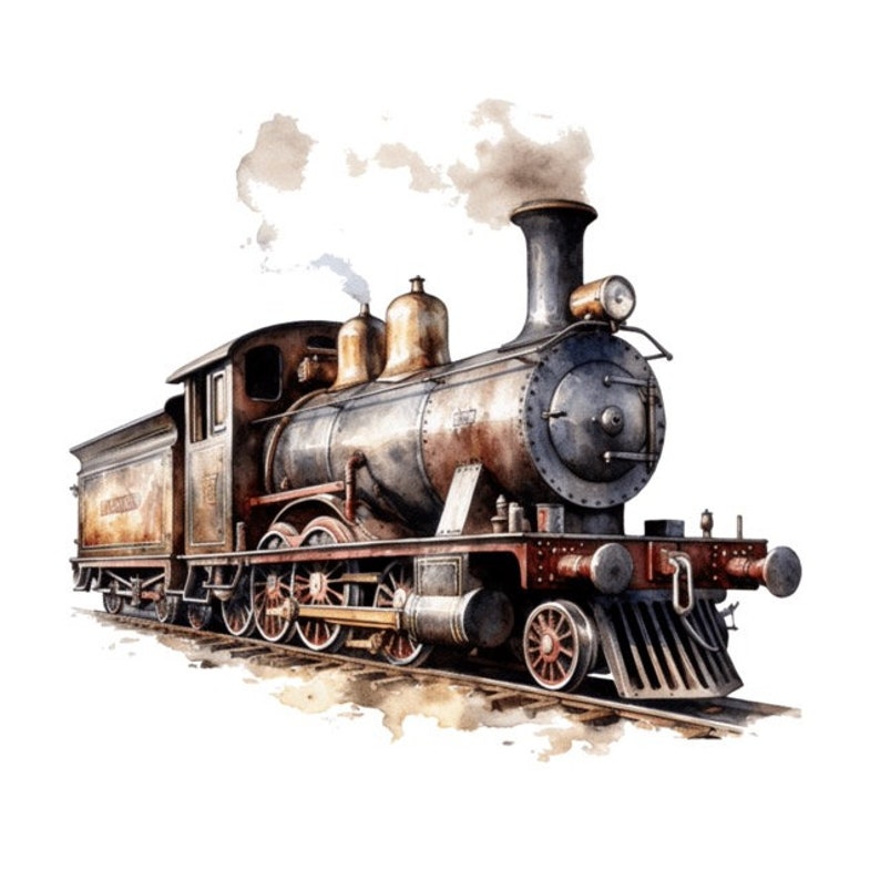 Antique Train Watercolor Clipart 4 High Quality PNG - Etsy