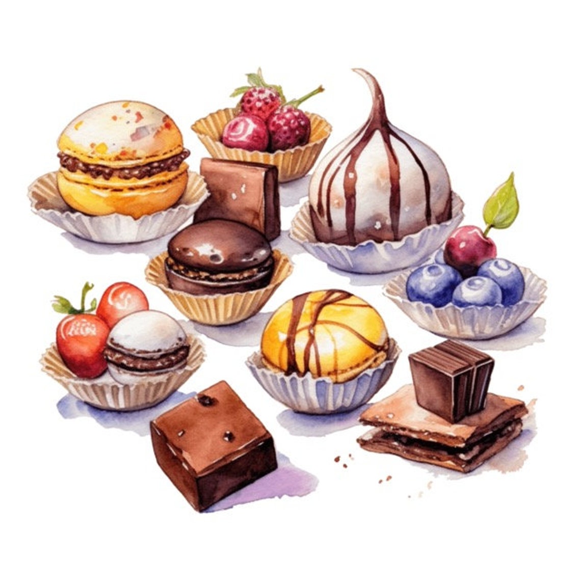 Chocolate Desserts Clipart 4 High Quality PNG Watercolor Transparent ...