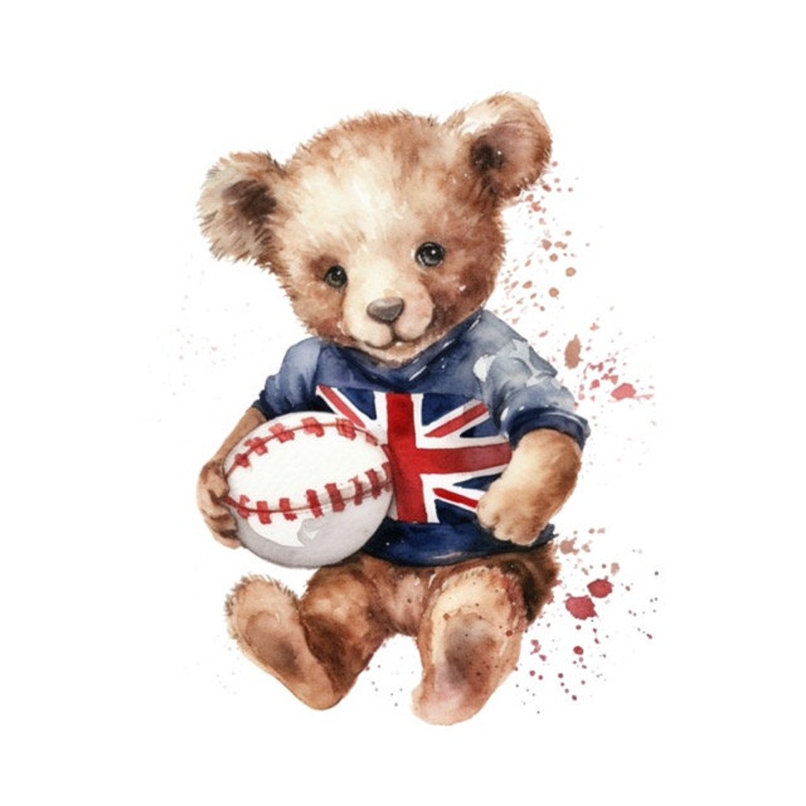 Teddy Bear Playing Rugby Watercolor Clipart Clip Art 8 PNG - Etsy