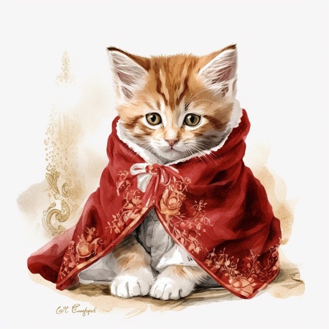 Baroque Kitten Cat Kitty Clipart 8 High Quality JPG Digital - Etsy