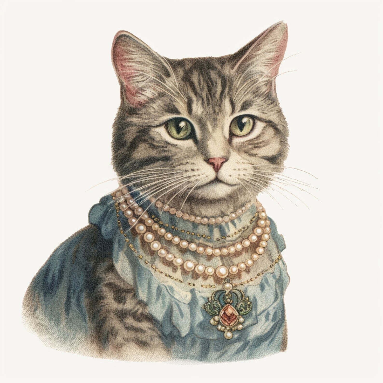 Victorian Cat Clipart, 8 High Quality JPG Watercolor Art, Digital ...