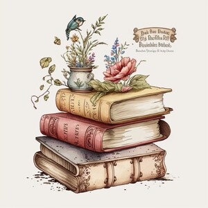 Antique Books Clipart Clip Art 8 PNG Format Instant Download for ...