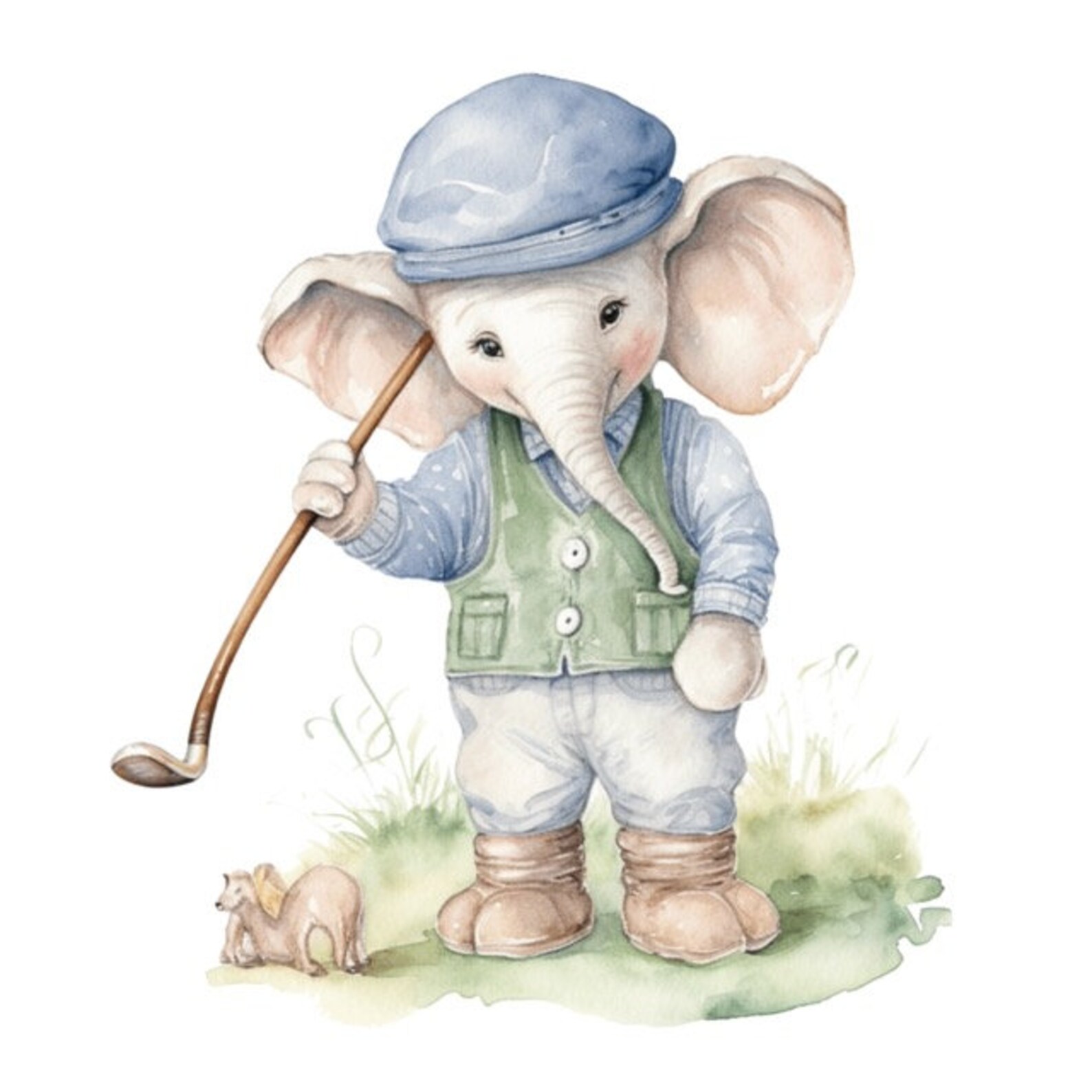 Cute Elephant Golf Father's Day Watercolor Clipart 4 High Quality PNG ...
