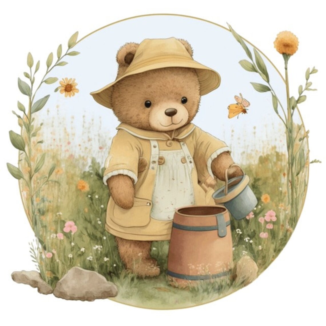 Teddy Bear With Honey Pot Watercolor Clipart 4 PNG Card Making - Etsy