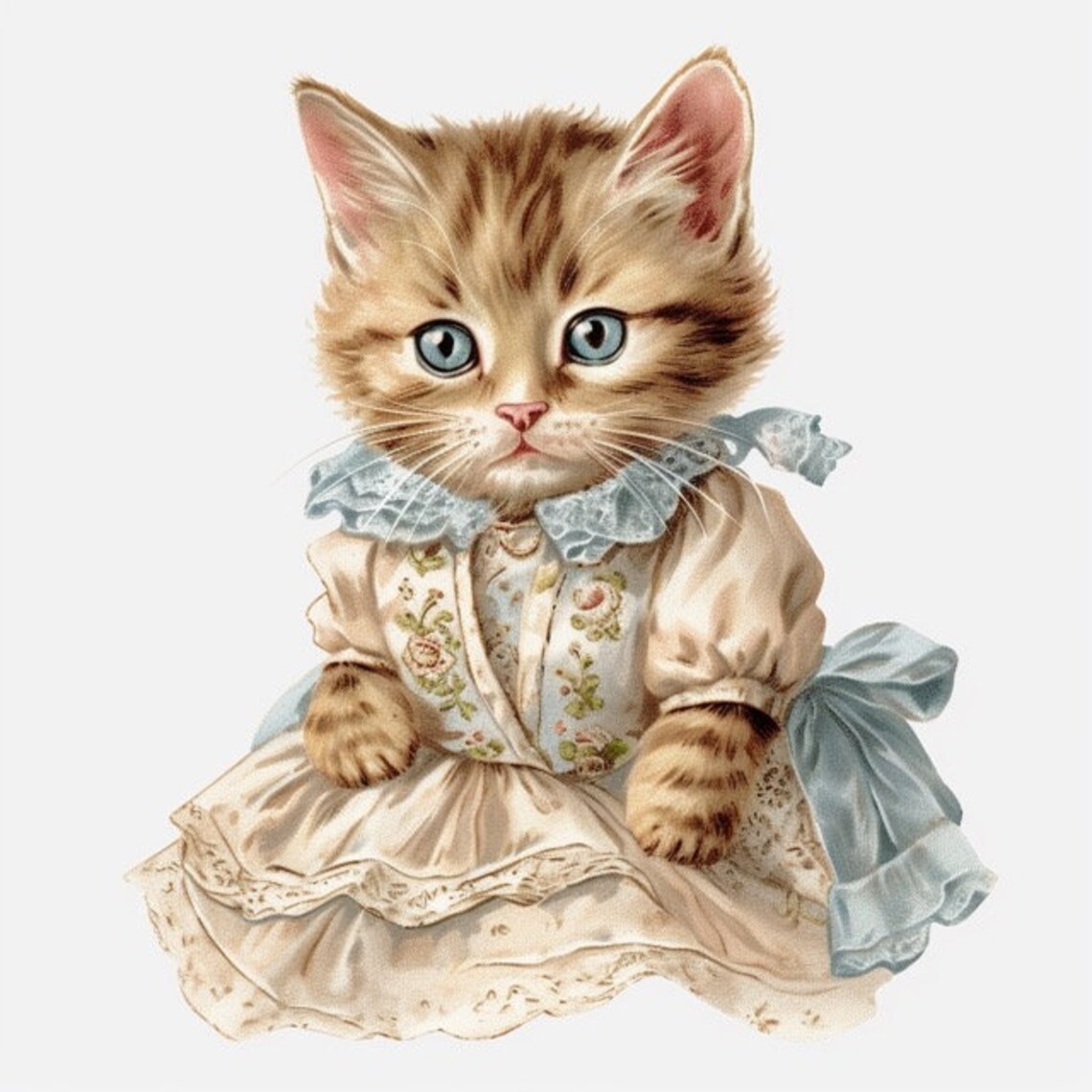 Rococo Kitty Cat Kitten Watercolor Clipart 8 High Quality JPG - Etsy