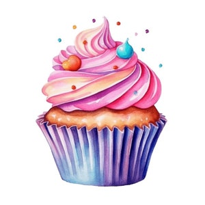 Cupcake Watercolor Clipart 4 High Quality PNG Transparent Background ...