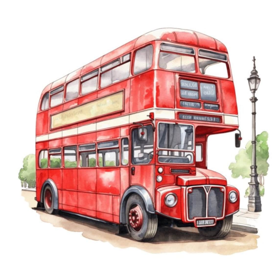 London Bus Watercolor Clip Art Sublimation Graphics 4 High - Etsy