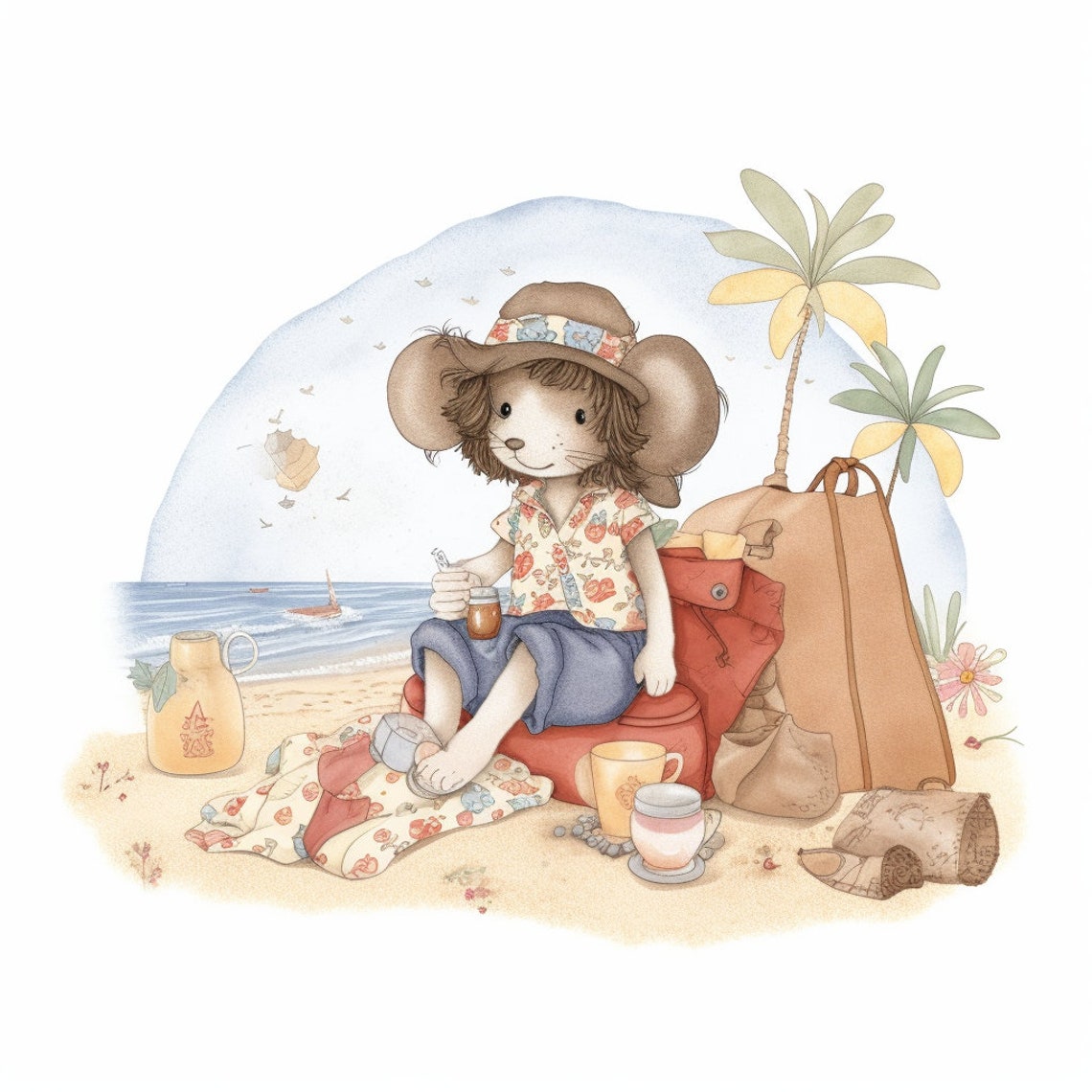 Cute Mouse on the Beach Clipart 8 High Quality JPG Digital - Etsy
