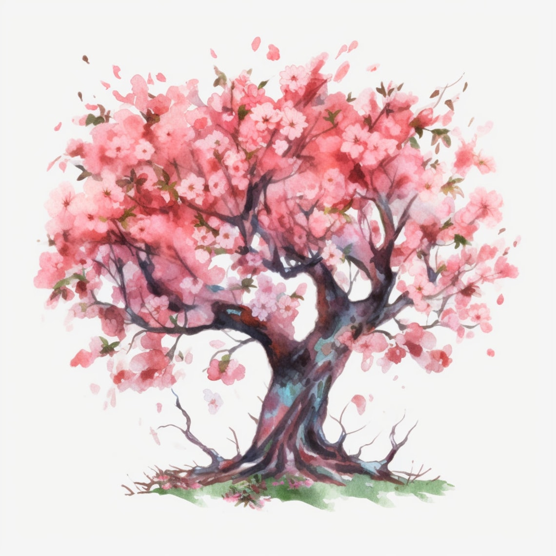 Sakura Tree Cherry Tree Watercolor Clipart 8 High Quality JPG - Etsy
