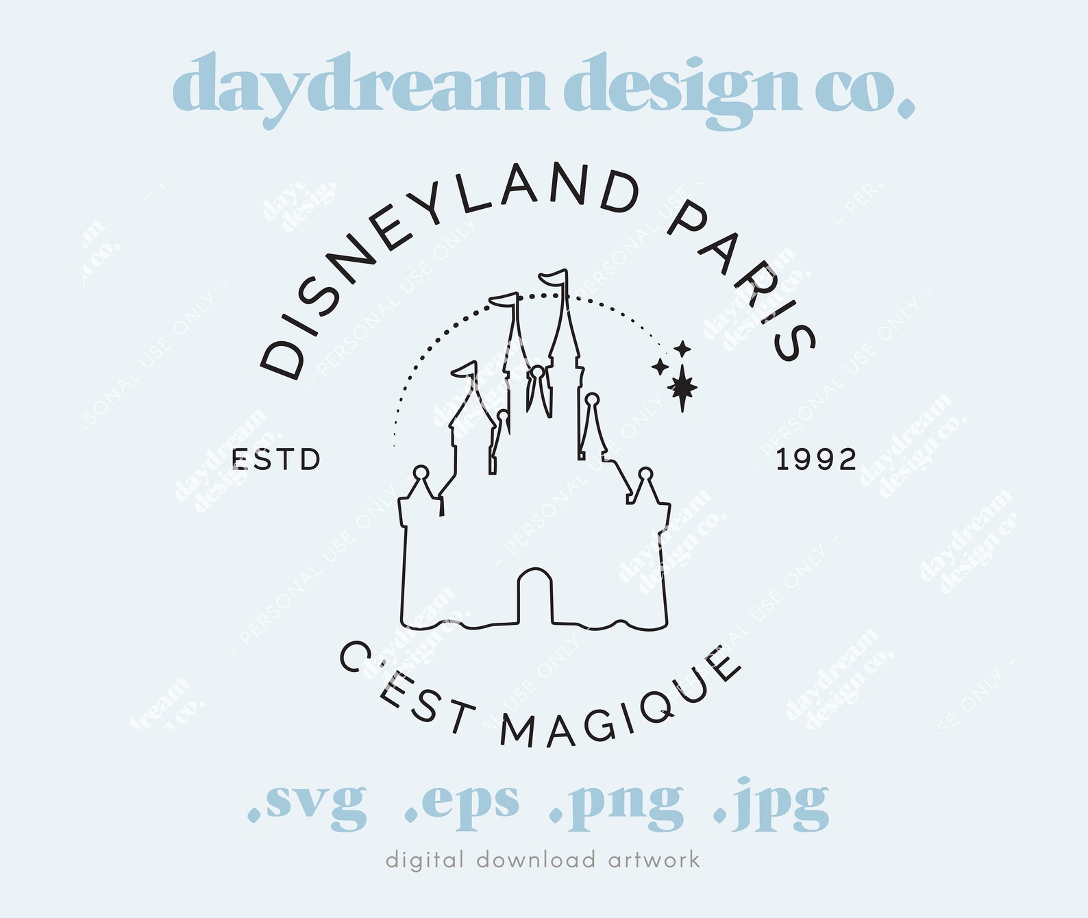 Disneyland Paris Established PNG SVG EPS Jpg Digital Download Inspired ...
